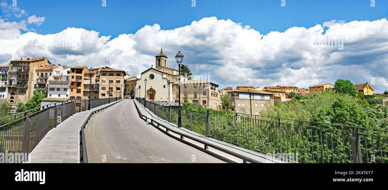 Road over the river Ter as it passes through Roda de Ter, Comarca del ...