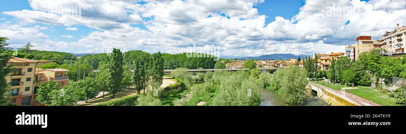 Bridge over the river Ter in Roda de Ter, Comarca del Osona, Barcelona ...