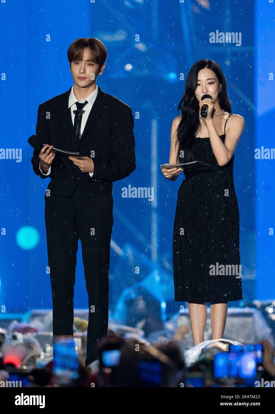 2 October 2022 - Seoul, South Korea : (L to R) South Korean vocal Hyunjae, member of boys band ...