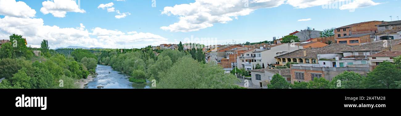 Bridge over the river Ter in Roda de Ter, Comarca del Osona, Barcelona ...