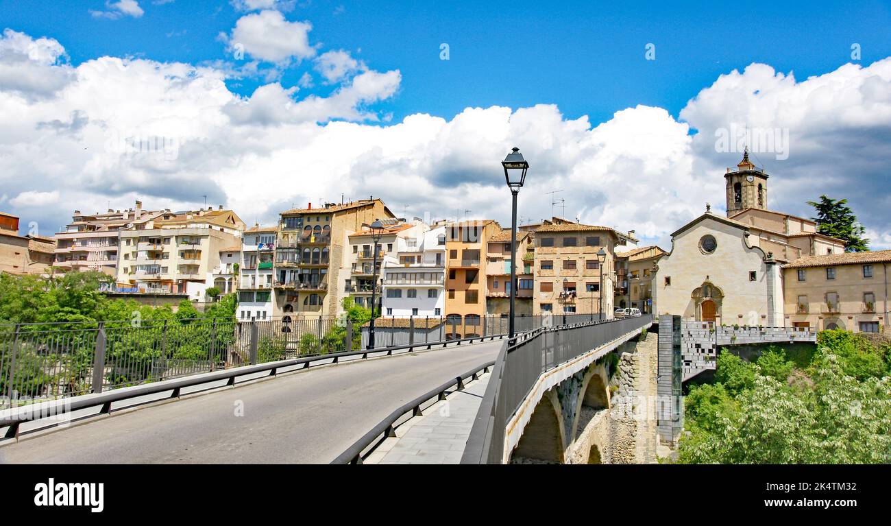 Road over the river Ter as it passes through Roda de Ter, Comarca del ...