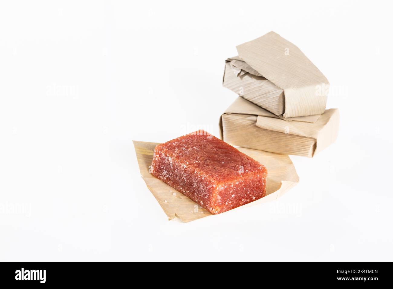 Guava Paste Wrapped in Bijao Leaf; Photo On White Background Stock ...