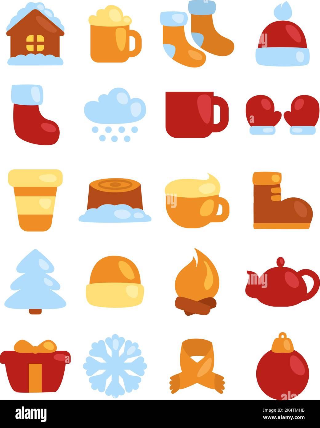 Winter supplies, illustration, vector on a white background Stock ...