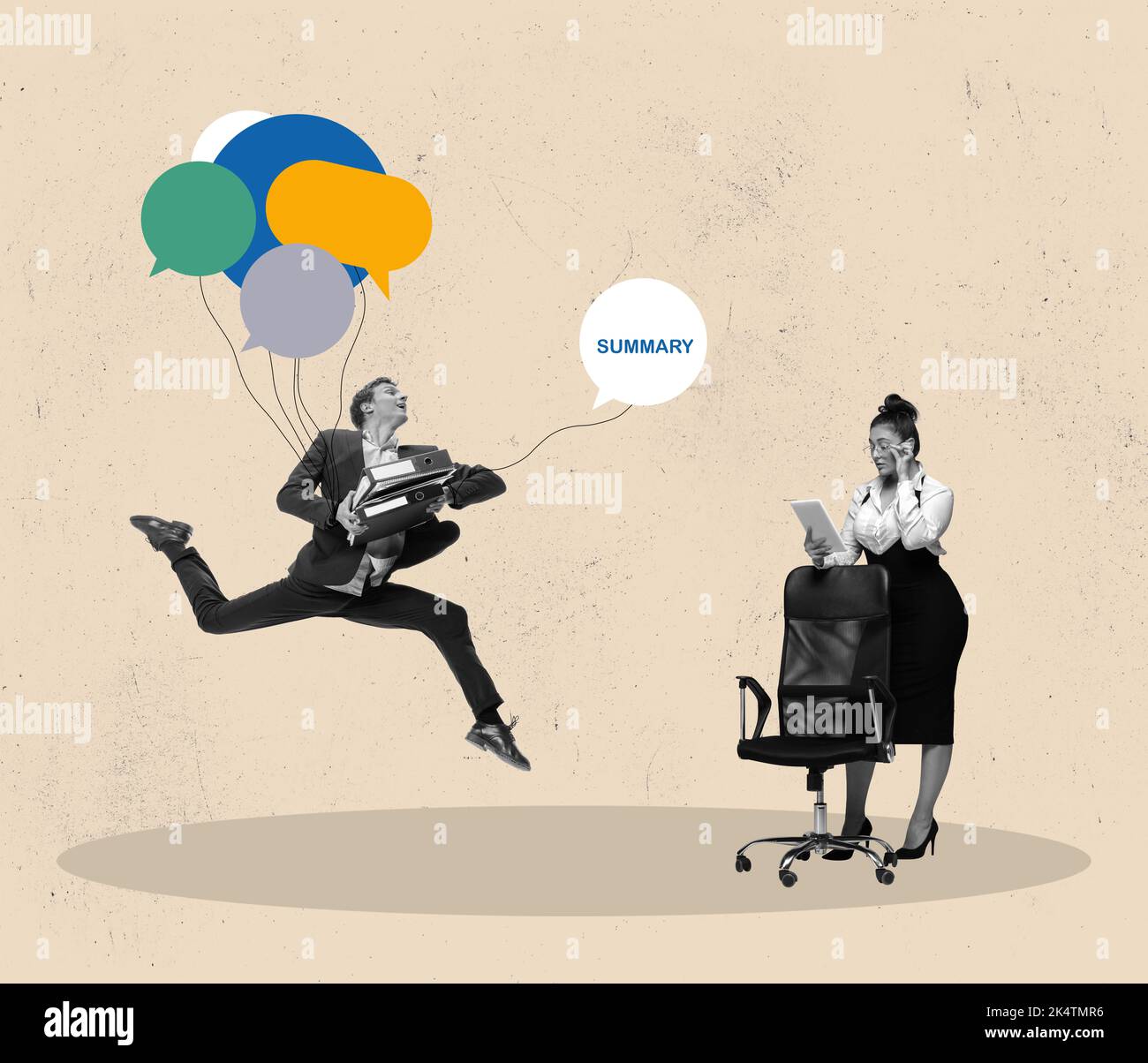 Concept of meeting summary or conclusion, session or brainstorm, recap ...