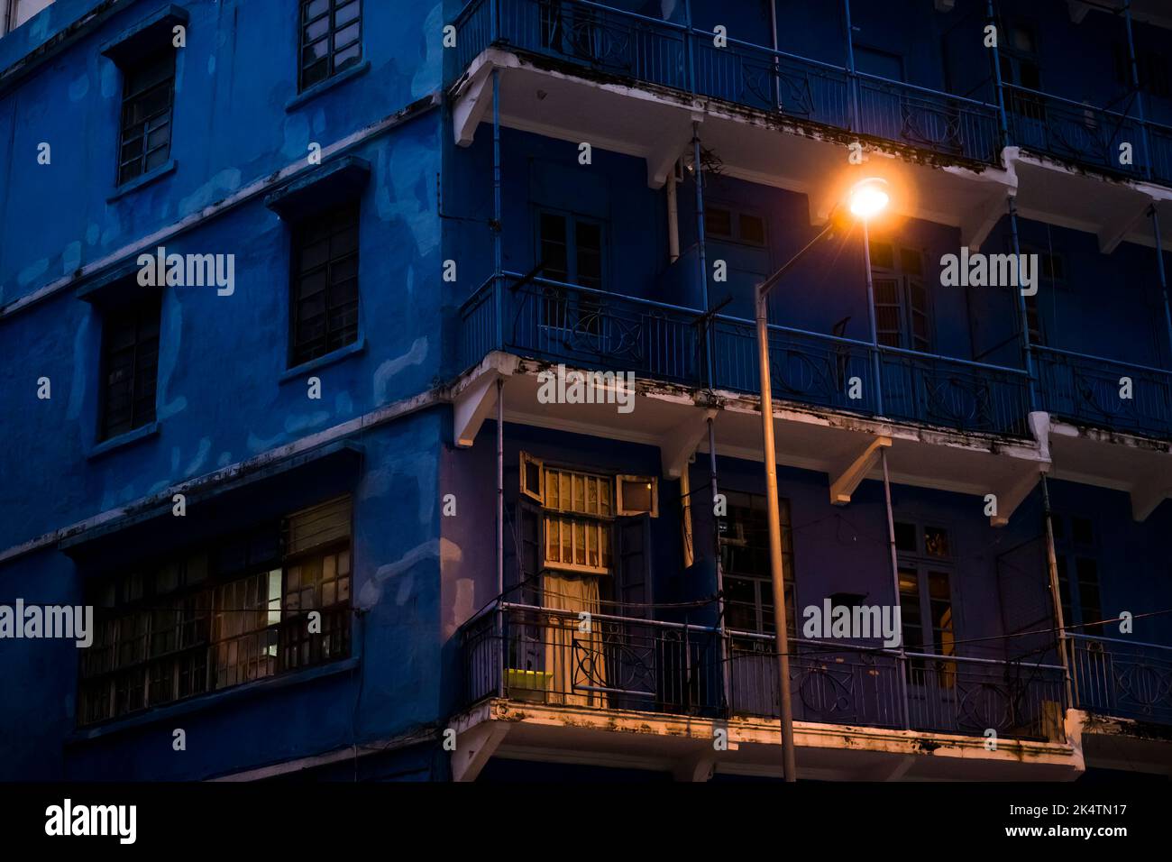 Detail of the exterior of The Blue House, a preserved 'tong lau ...