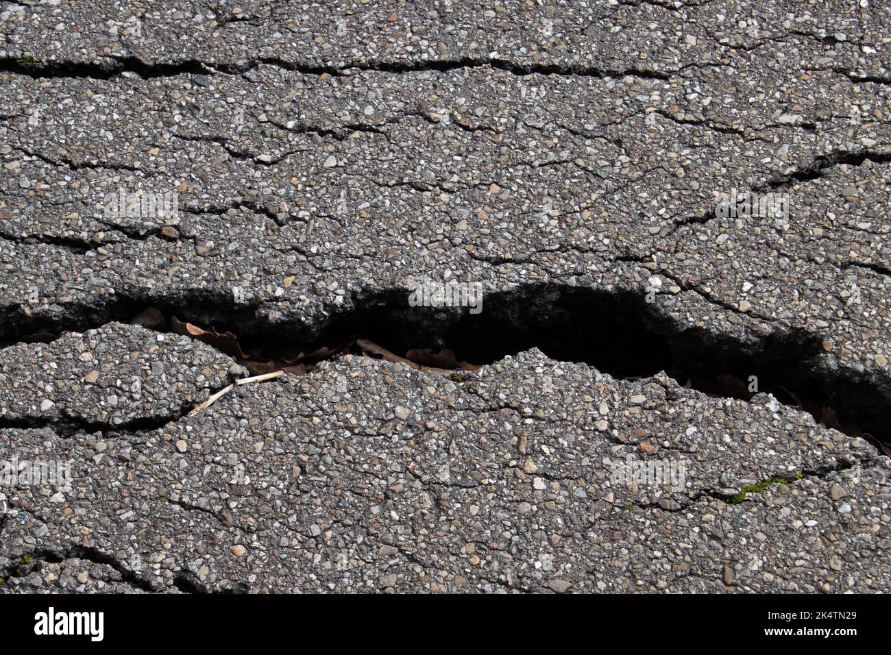 Crack in old worn asphalt road for background Stock Photo - Alamy