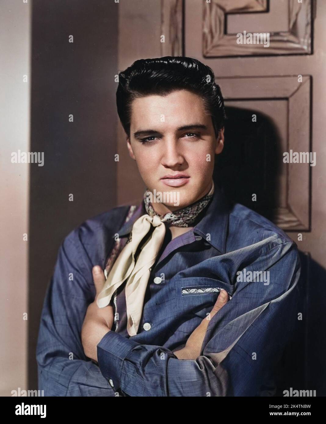 Elvis Presley in "King Creole" (Paramount, 1958). Colorized publicity ...