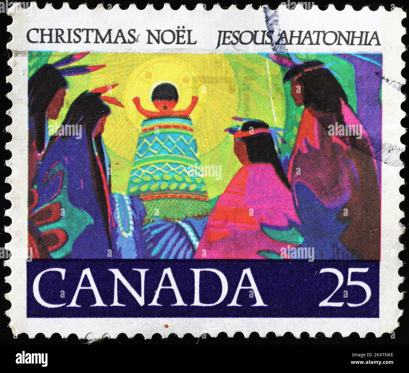 Christmas celebrated by canadian indians on postage stamp Stock Photo ...