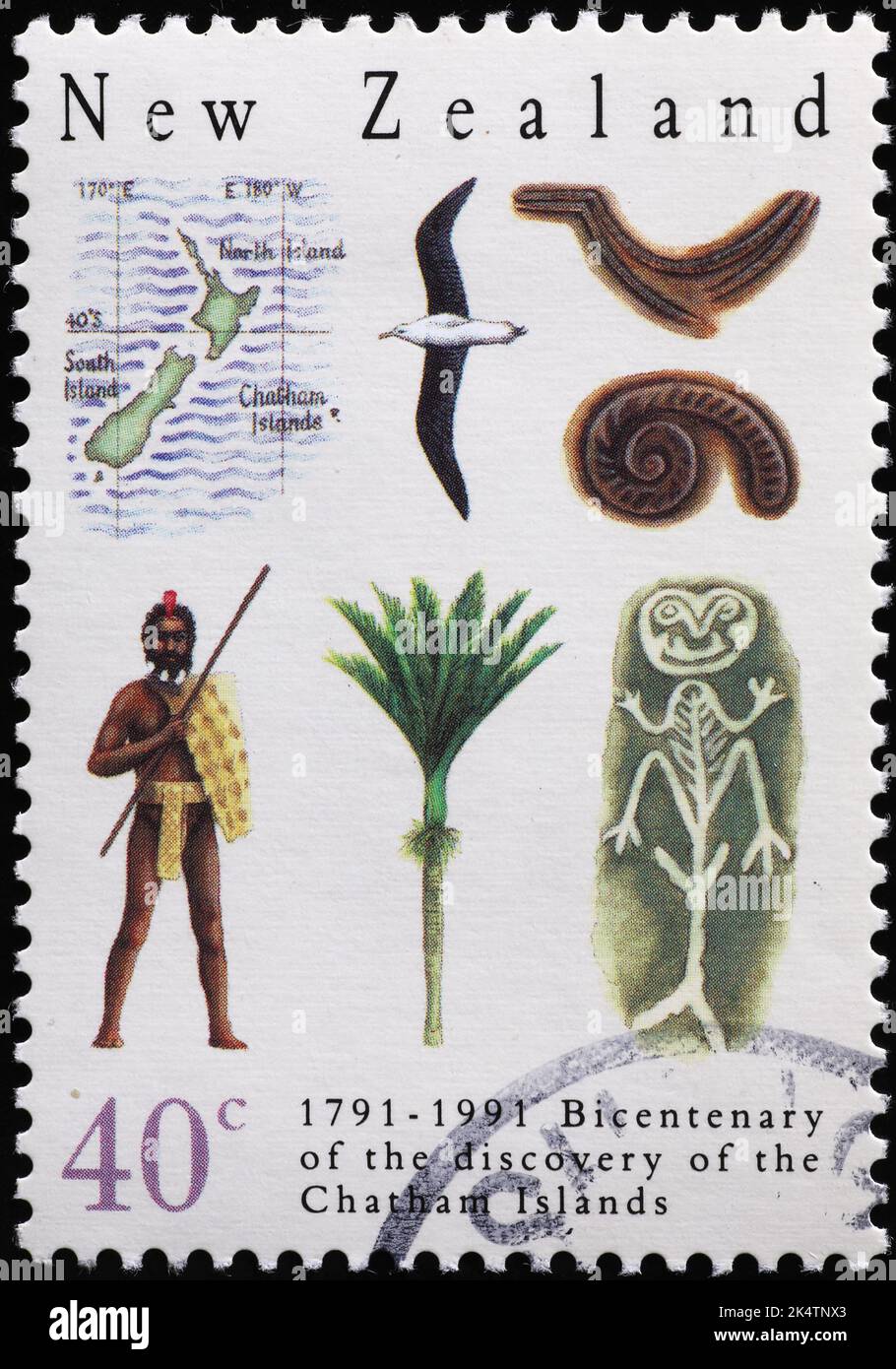 Discovery of Chatham islands on New Zealand stamp Stock Photo - Alamy
