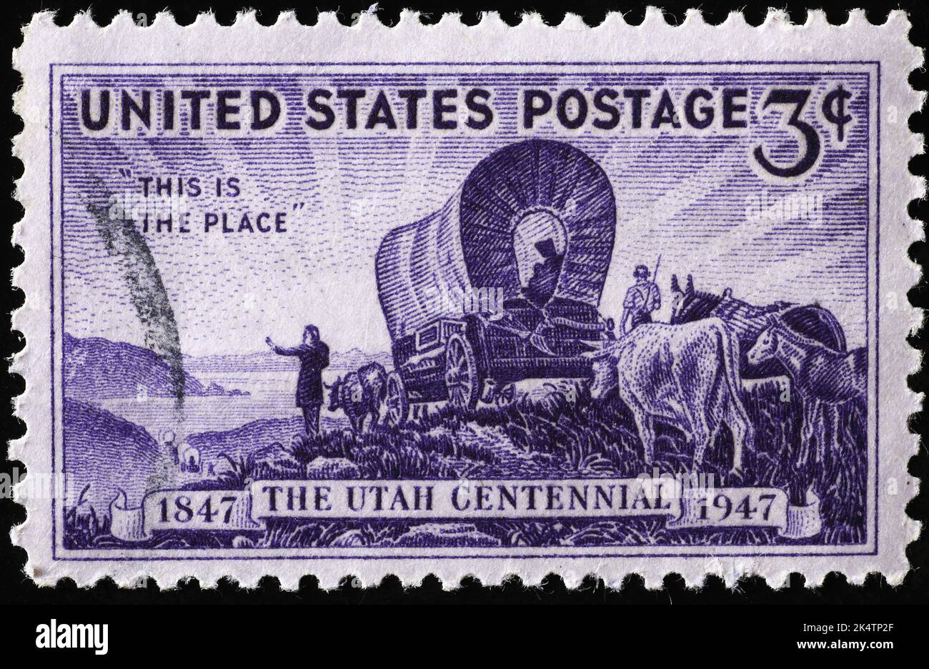 First Utah centennial celebrated on old american stamp Stock Photo - Alamy