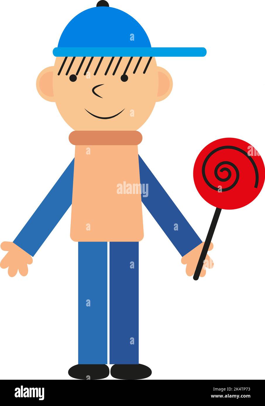 Boy with candy, illustration, vector on a white background Stock Vector ...
