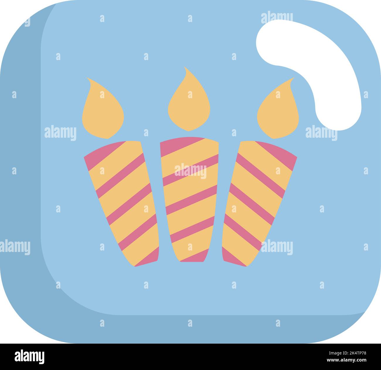 Three birthday candles, illustration, vector on a white background ...