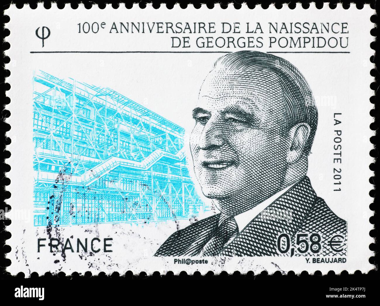 Georges Pompidou portrait on french postage stamp Stock Photo - Alamy