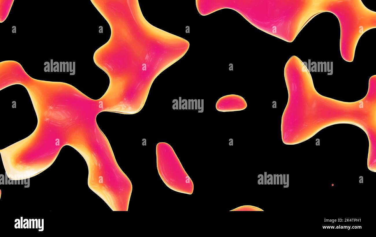 Fluid metallic drops y2k reddish background. Dynamic iridescent ...