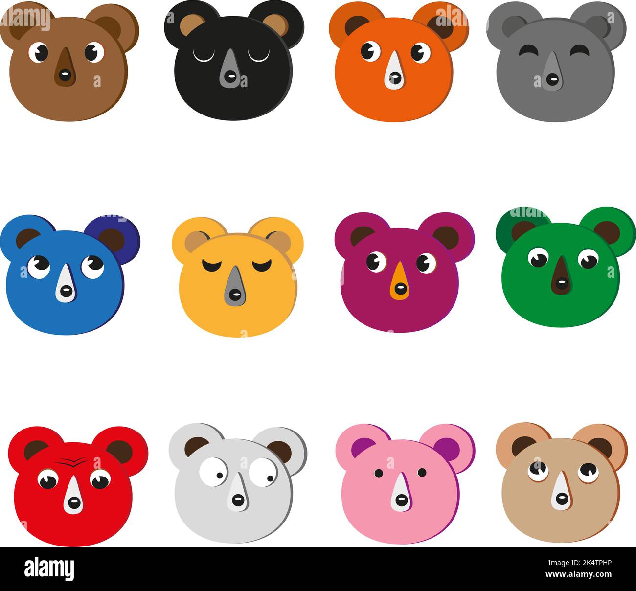 Colorful bears, illustration, vector on a white background Stock Vector ...