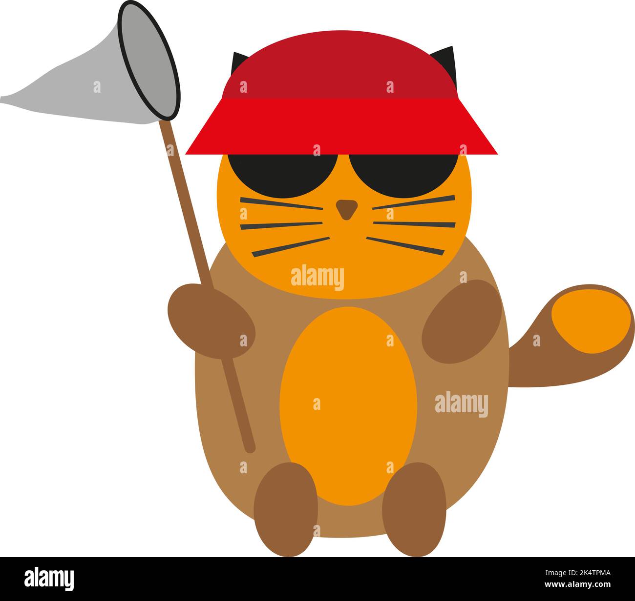 Cat with butterfly net, illustration, vector on a white background ...