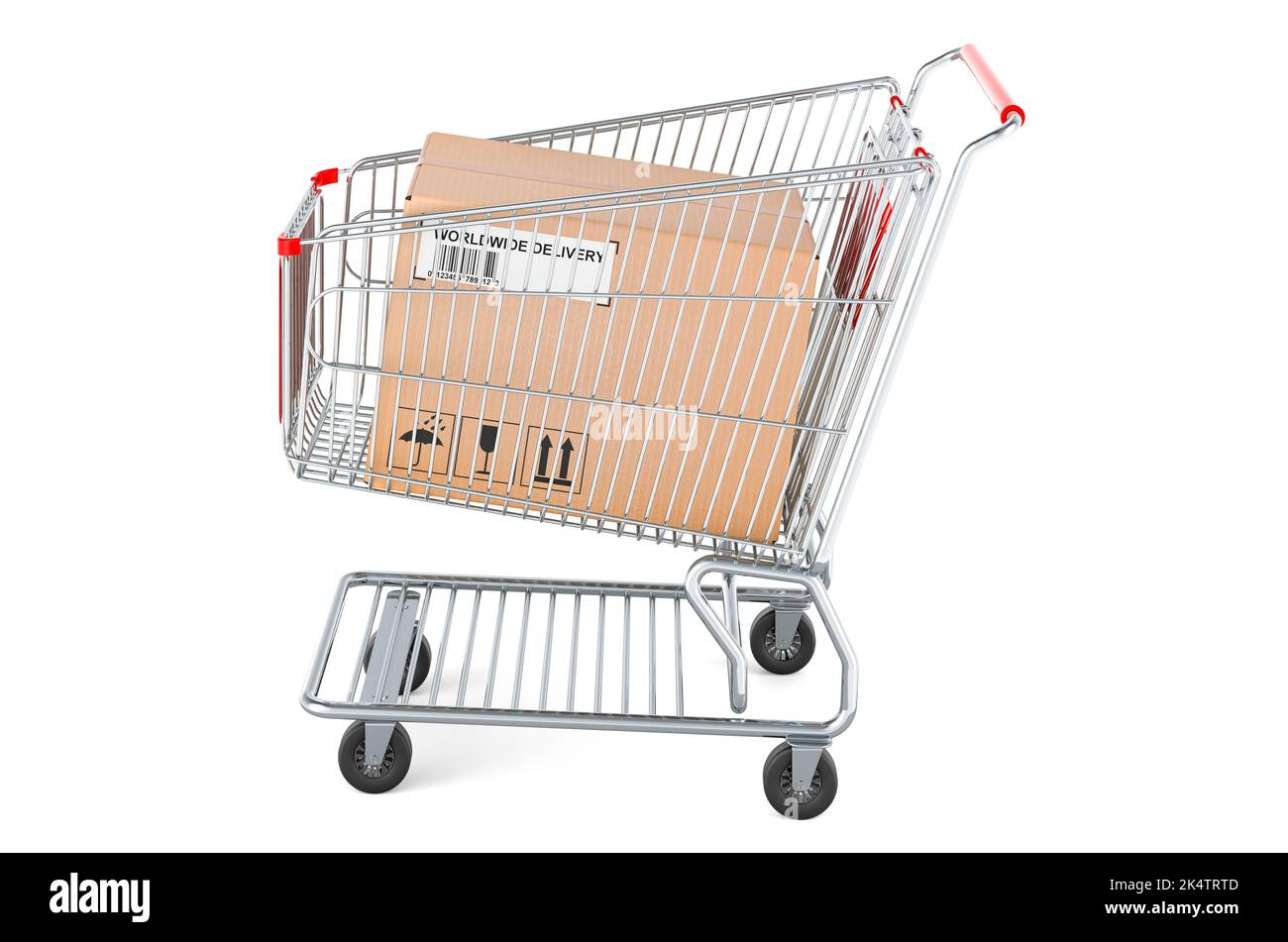 Shopping cart with parcel, order and delivery concept. 3D rendering ...