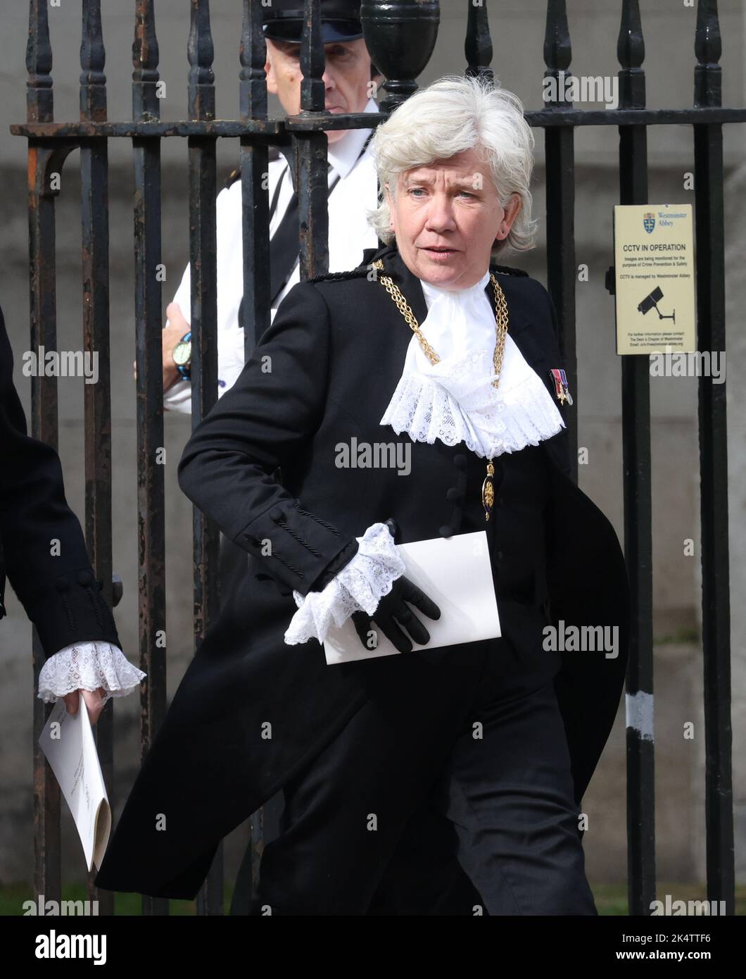 London, UK. 03rd Oct, 2022. Black Rod Sarah Clarke seen after the ...