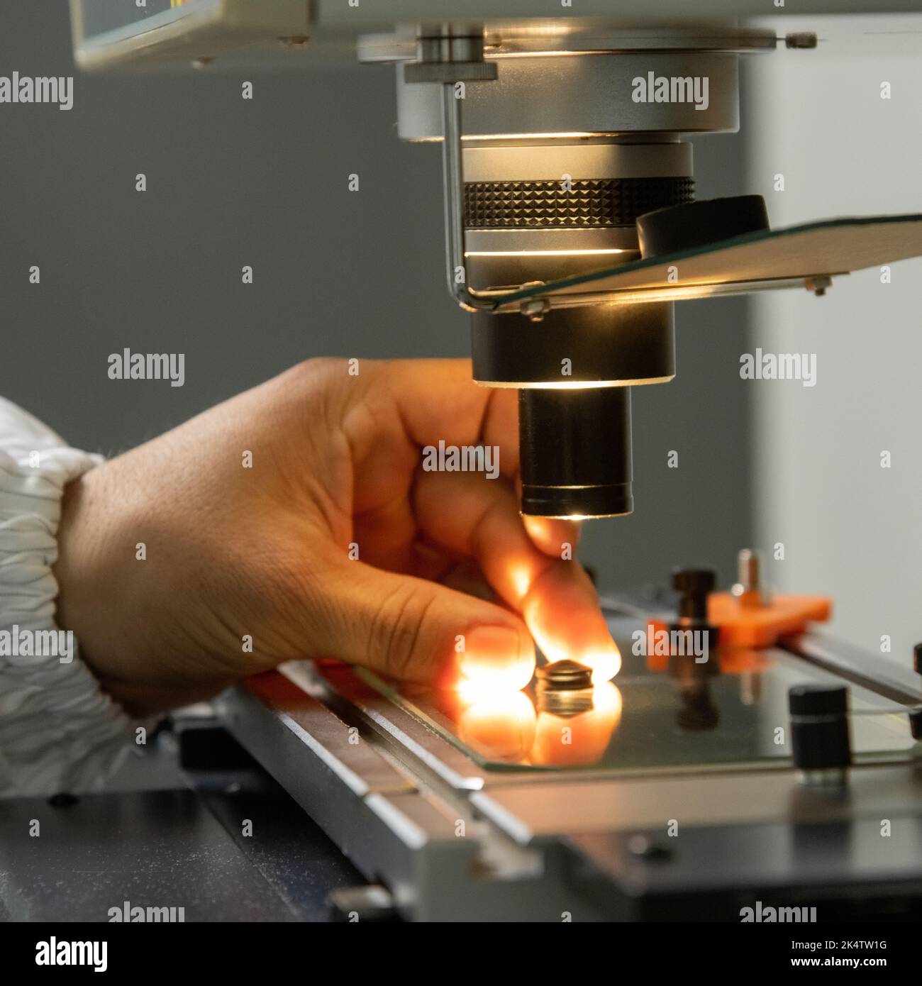 A closeup of the production and quality control of the internal parts ...