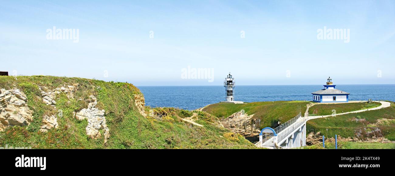 Illa Pancha lighthouse in Ribadeo, Lugo, Galicia, Spain, Europe Stock ...