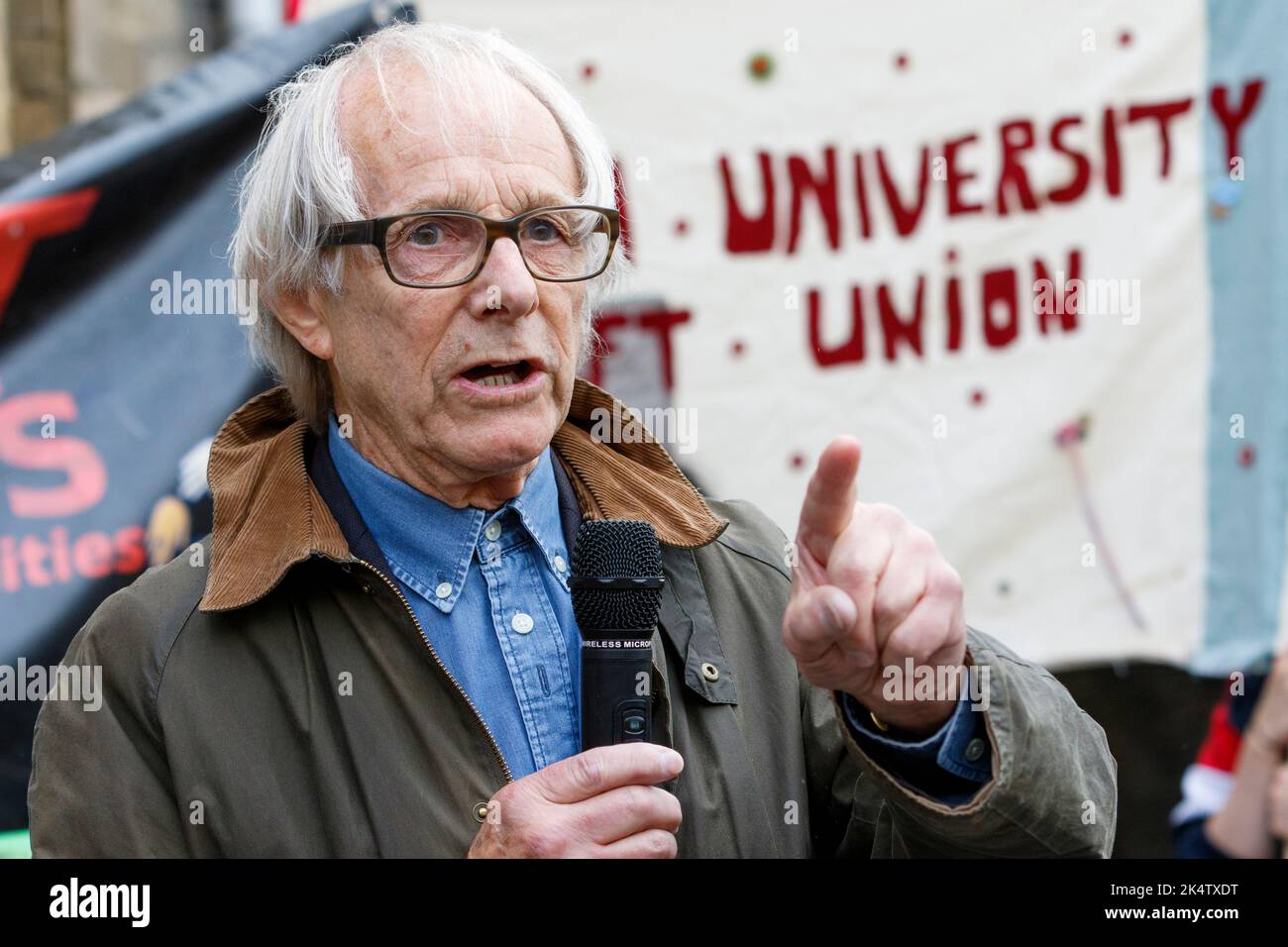 Bath 1/10/22 Film director Ken Loach in front of Bath train station as ...
