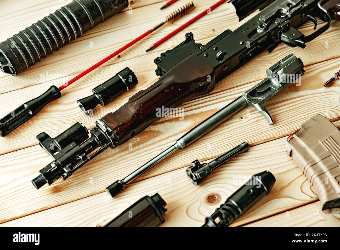 Gunsmith's working table for gun cleaning and maintaining Stock Photo ...