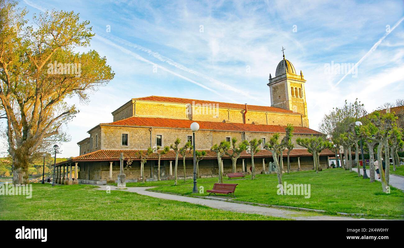 View of Luanco with Parish of Santa Maria, Principality of Asturias ...