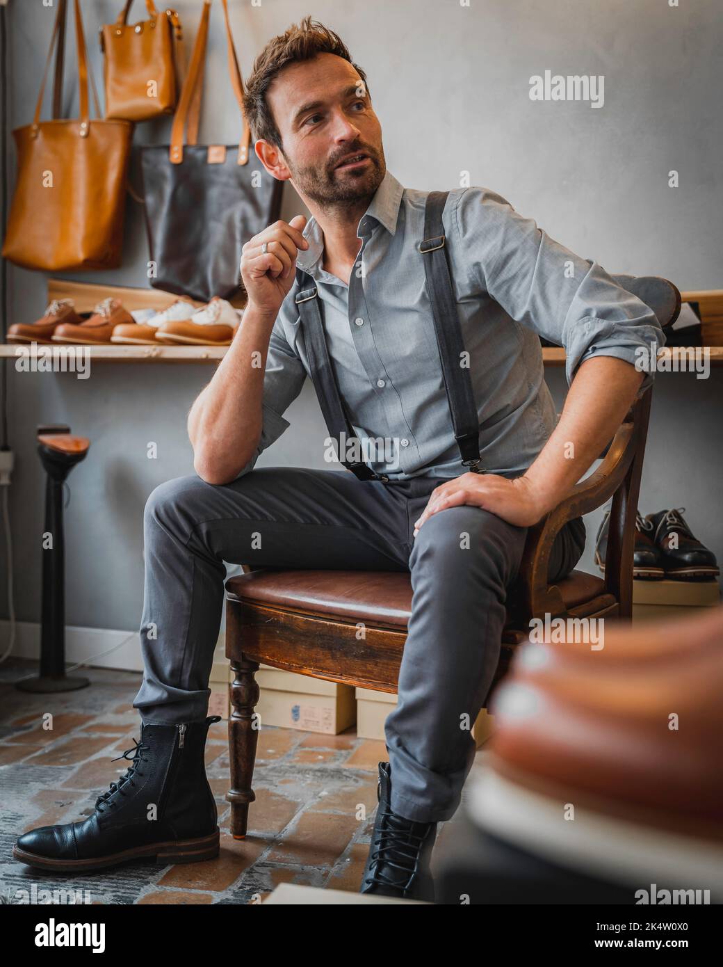 Male model sitting chair hi-res stock photography and images - Alamy
