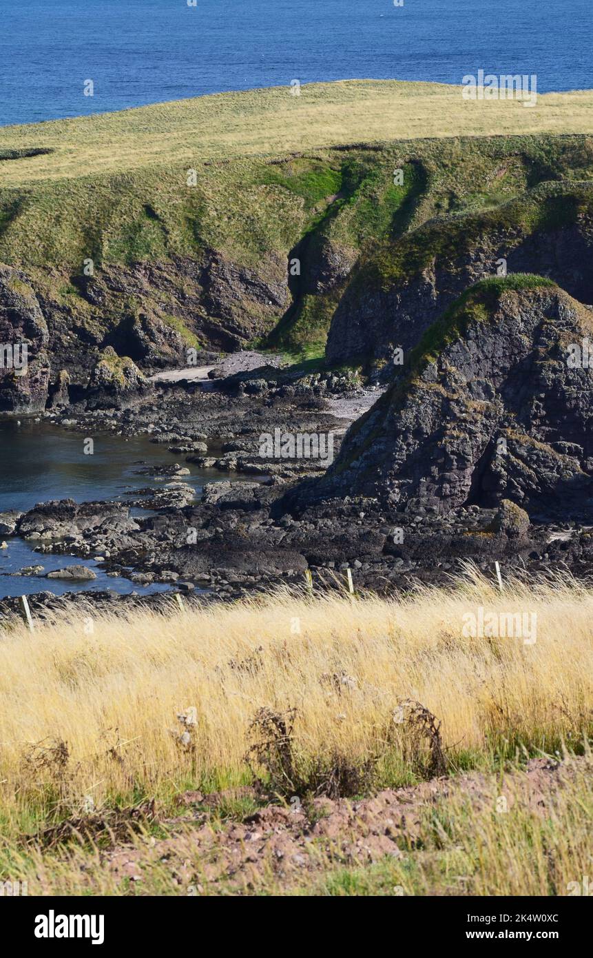 Sea cliffs along the coastal path for Dunottar Castle, Stonehaven ...