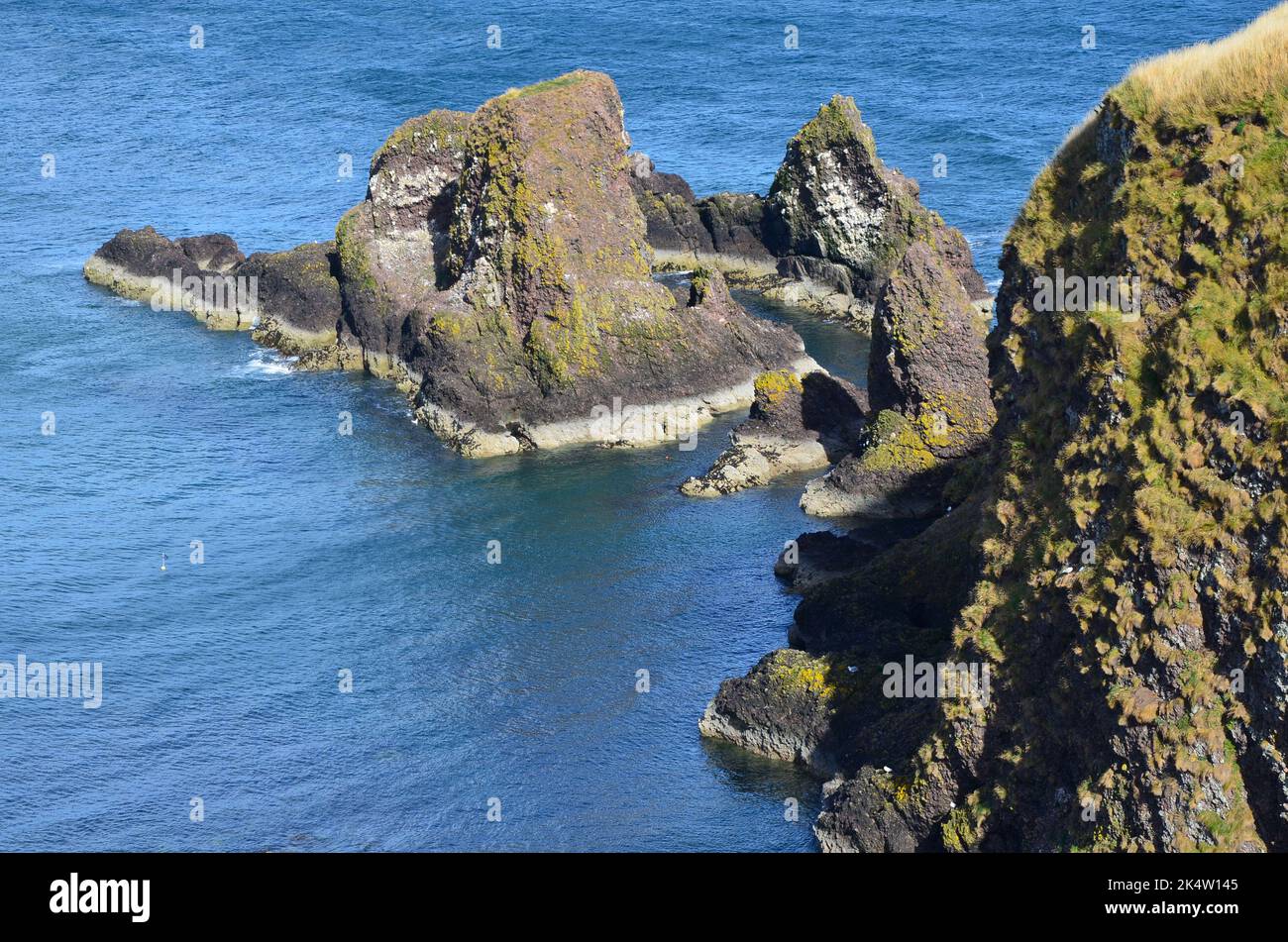 Sea cliffs along the coastal path for Dunottar Castle, Stonehaven ...