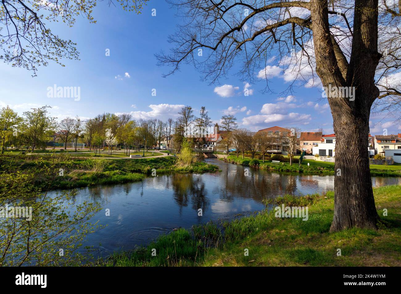Stepenitz in Perleberg, two branches of the river enclose the historic ...