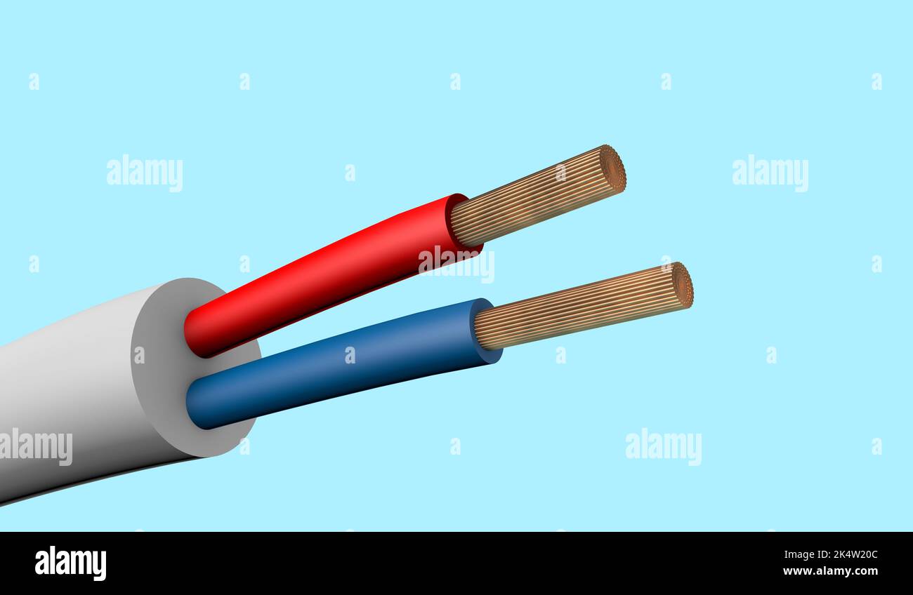 3d rendering of part of bipolar electric cable Stock Photo - Alamy