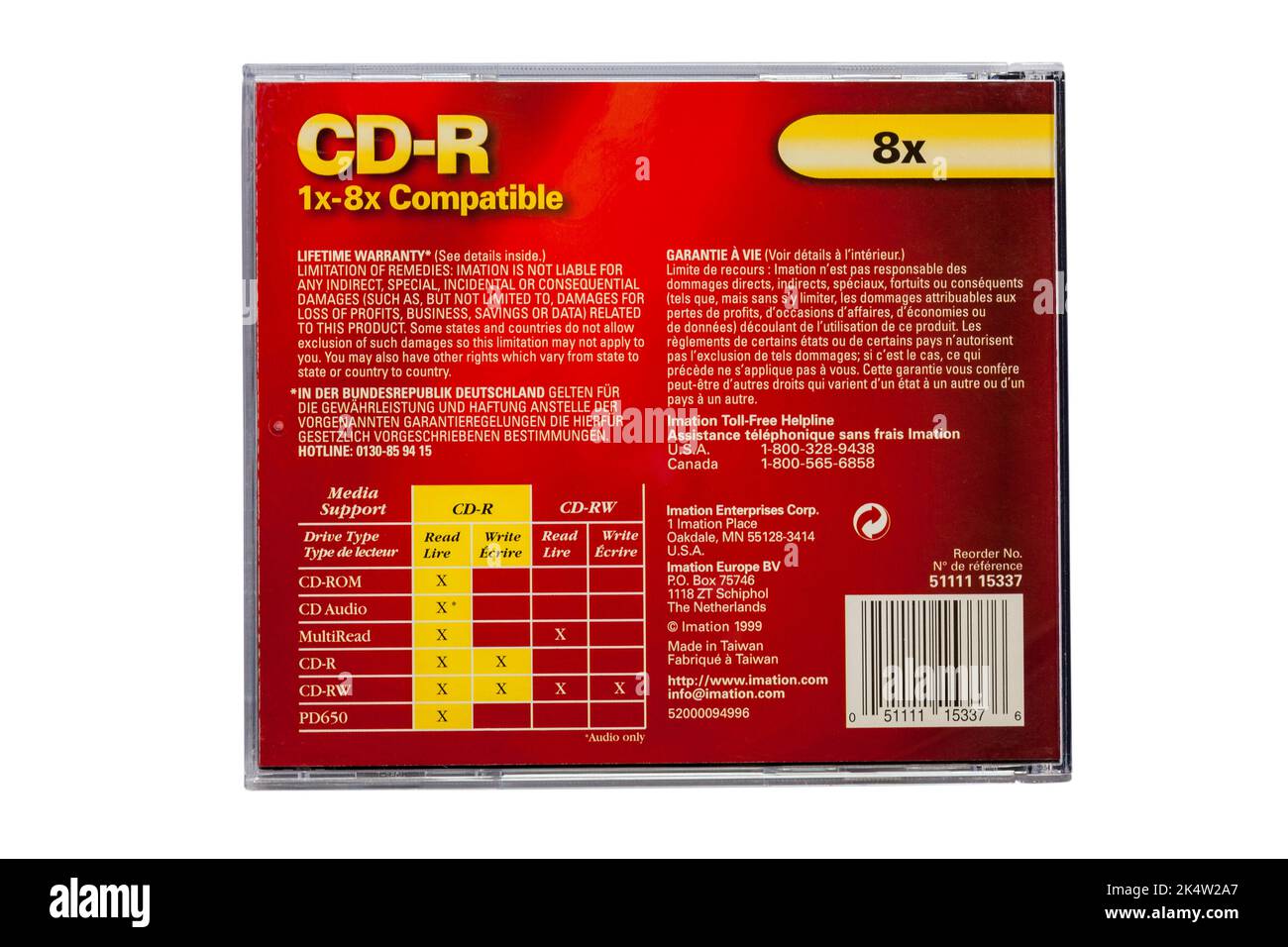 Lifetime Warranty details on CD-R 1x-8x Compatible Imation information ...