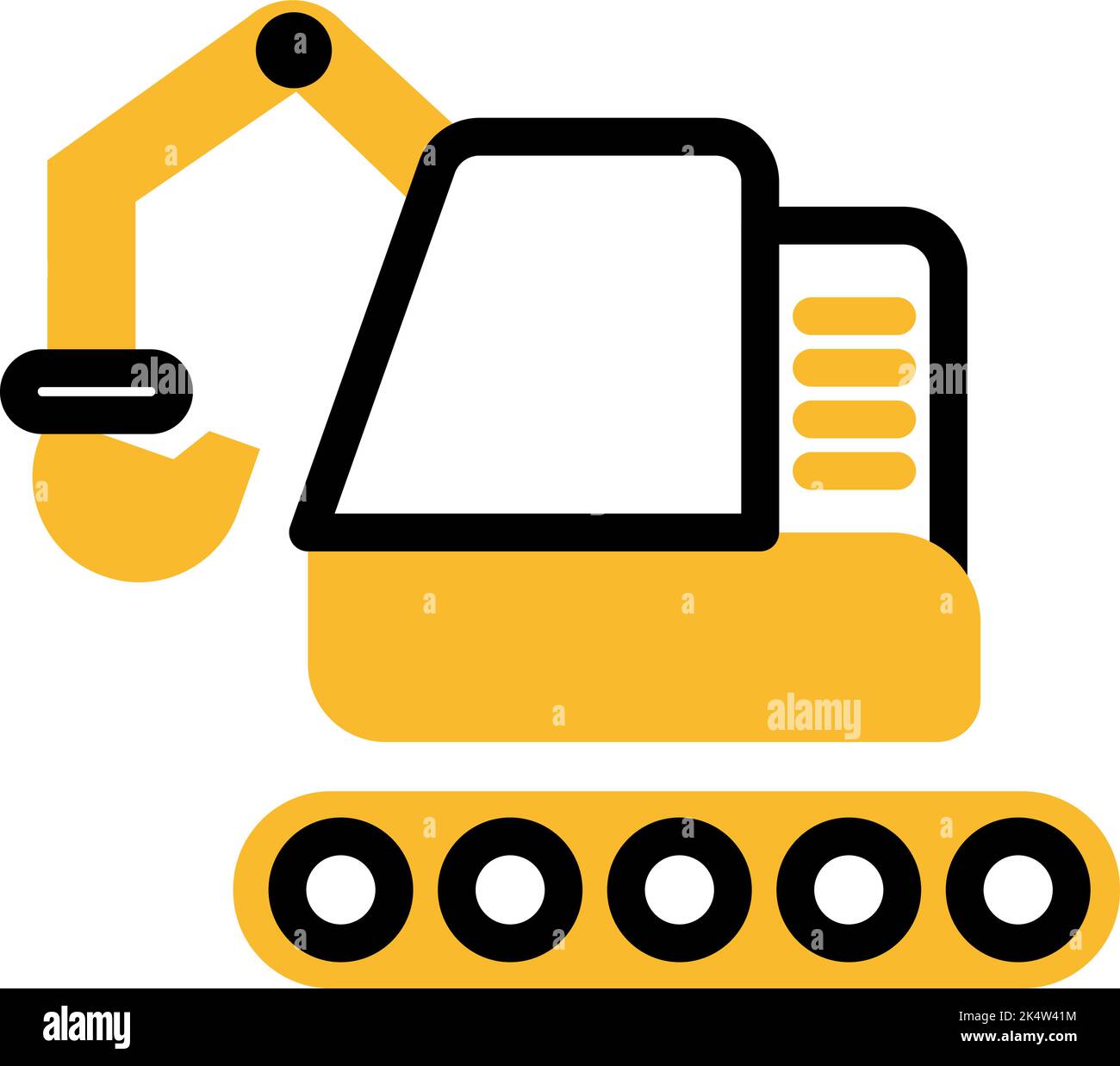 Hard equipments caterpillar excavator, illustration, vector on a white ...