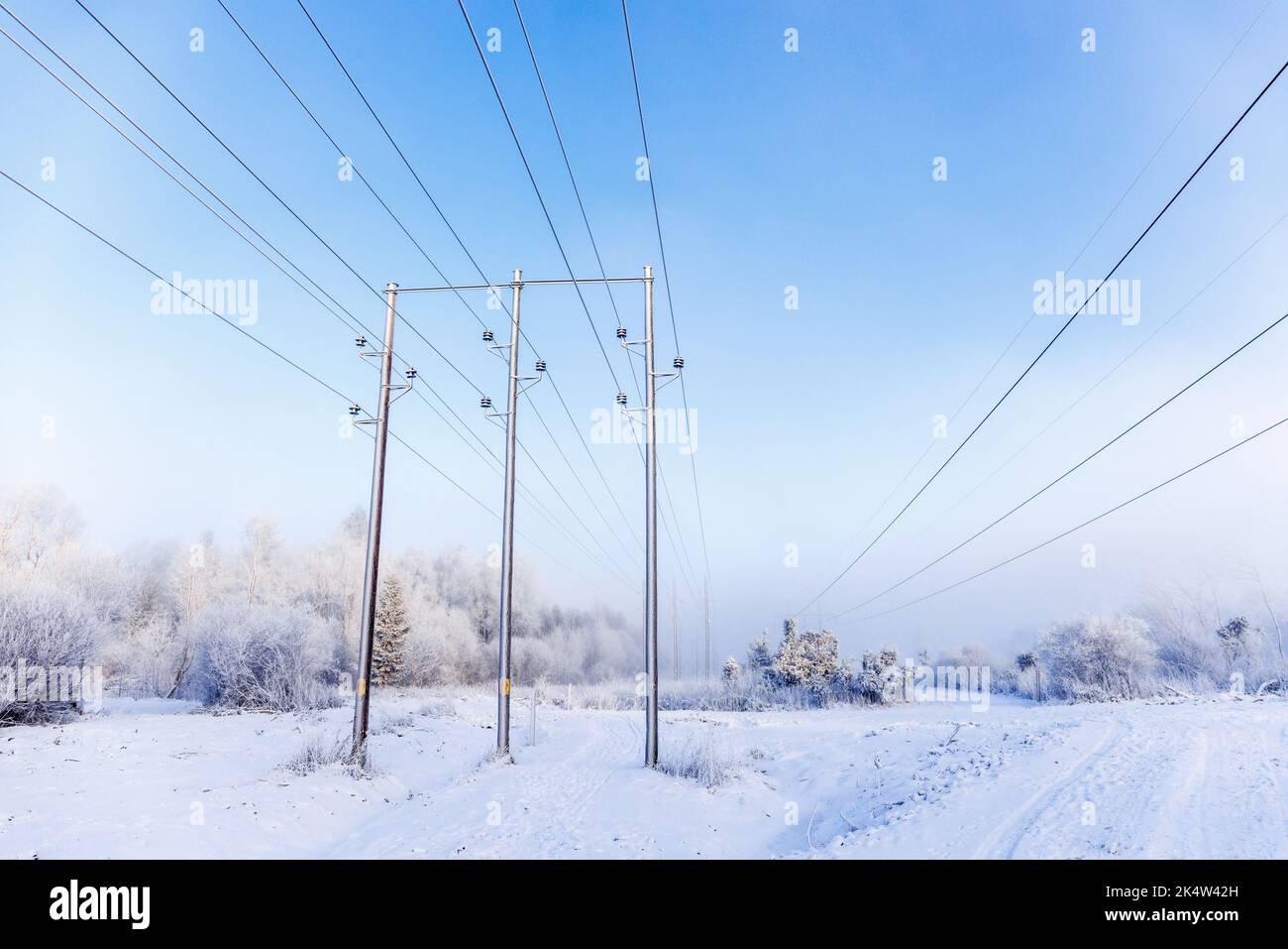 Frosty power line hi-res stock photography and images - Alamy