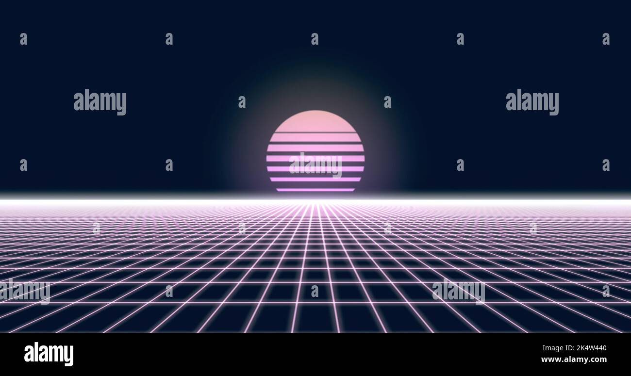 An abstract digital cyber surface style of the 80s, retro futuristic ...