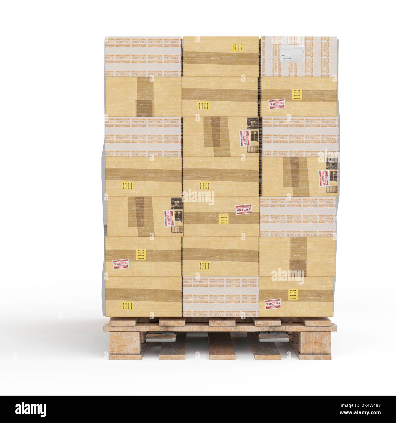 Some boxes on a pallet transporter isolated on white Stock Photo - Alamy