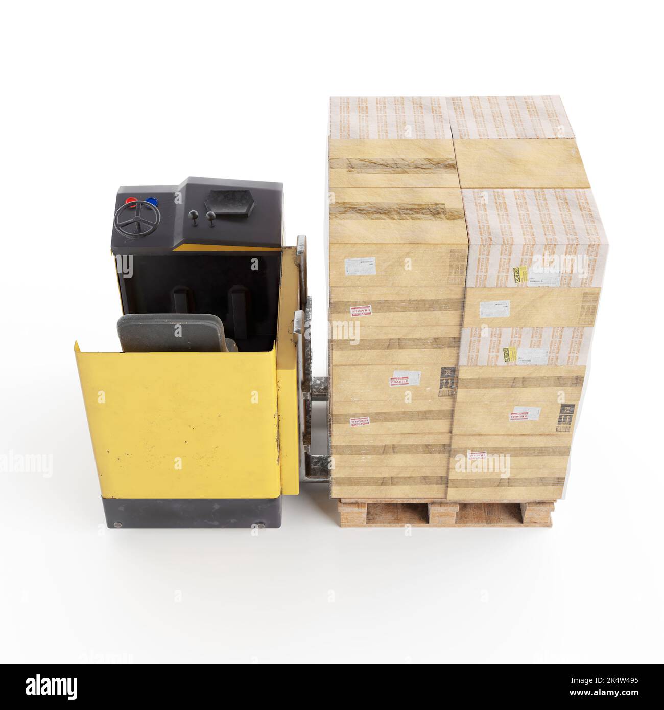 Some boxes on a pallet transporter isolated on white Stock Photo - Alamy