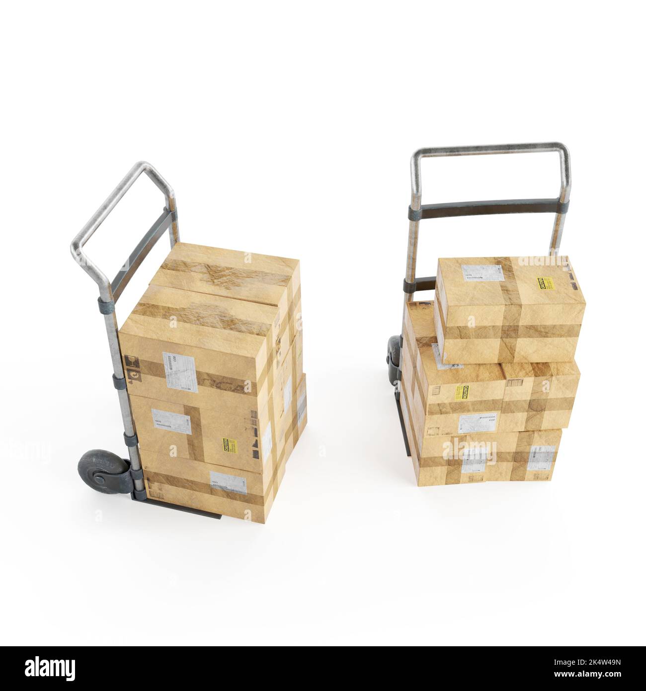 Some boxes on a transporter cart isolated on white Stock Photo - Alamy