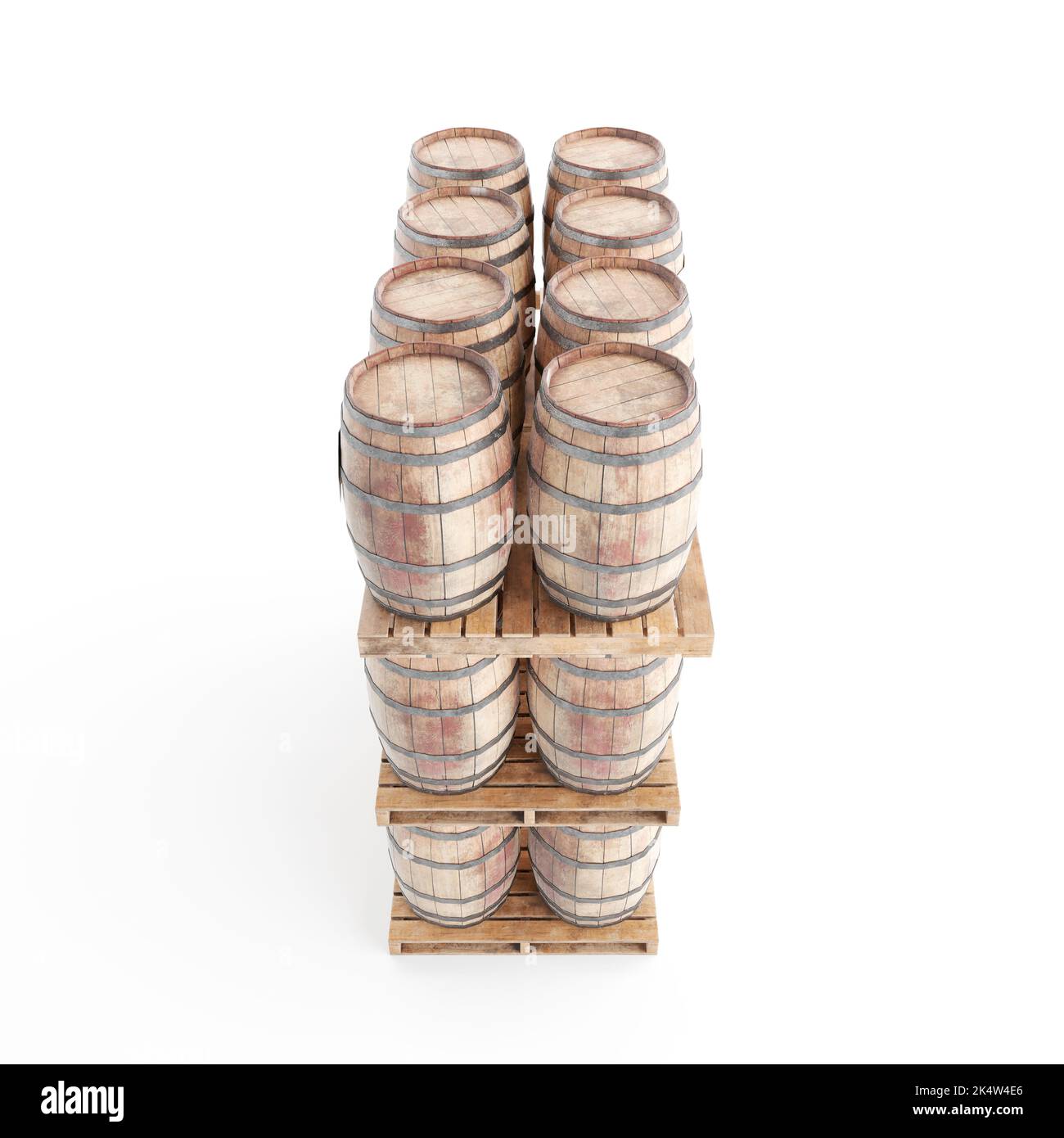 Some stacked barrels isolated on white Stock Photo - Alamy