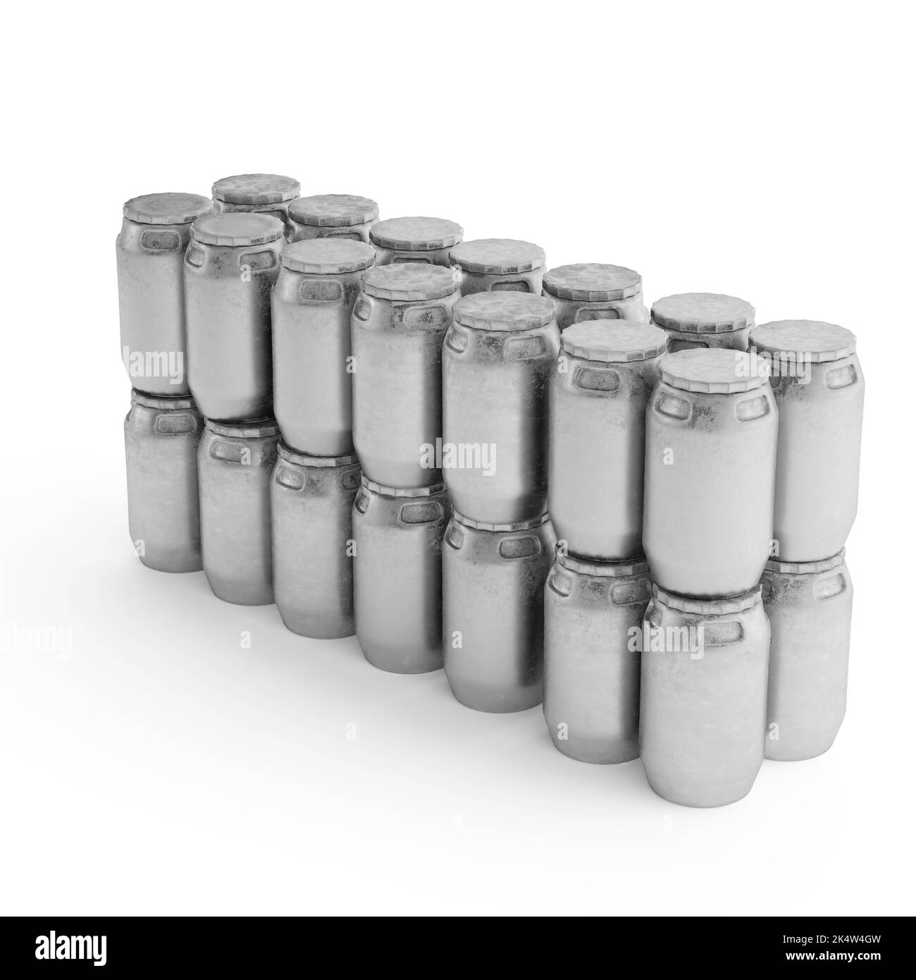 Some stacked canisters isolated on white Stock Photo - Alamy