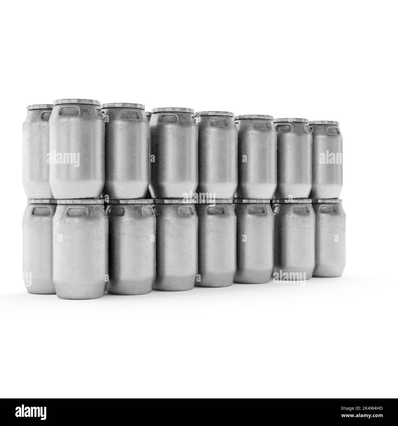 Some stacked canisters isolated on white Stock Photo - Alamy