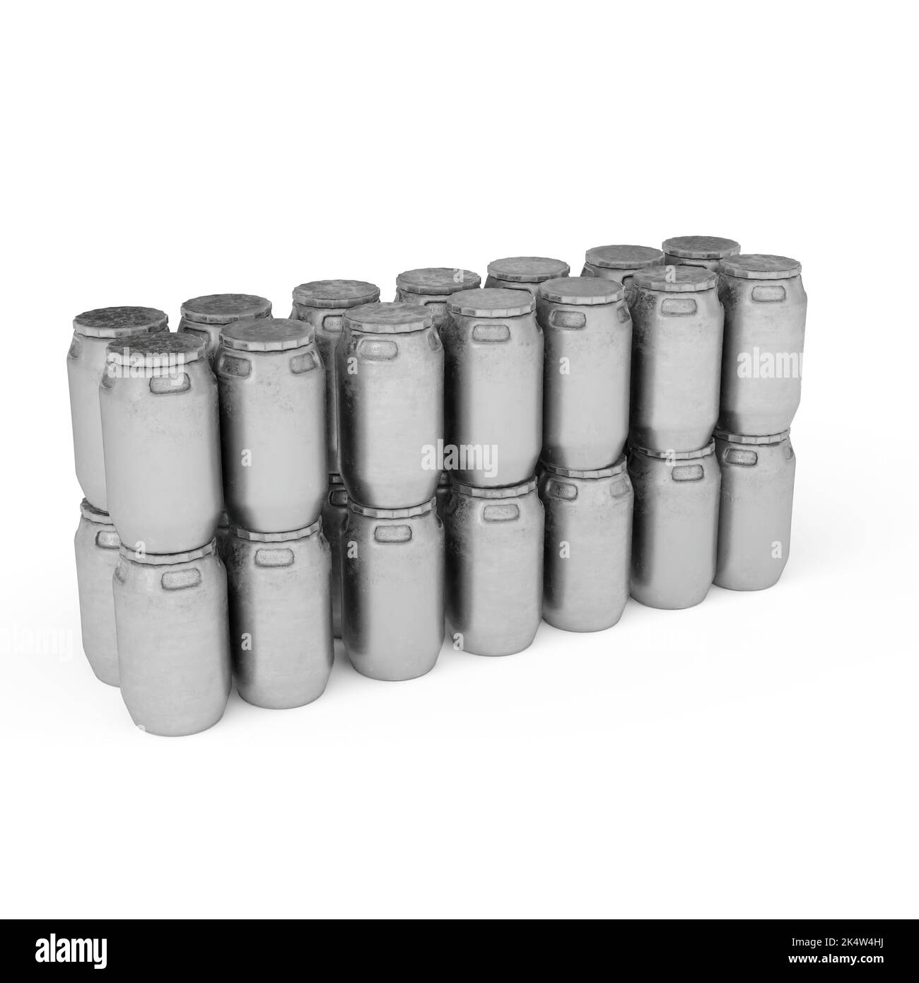 Some stacked canisters isolated on white Stock Photo - Alamy