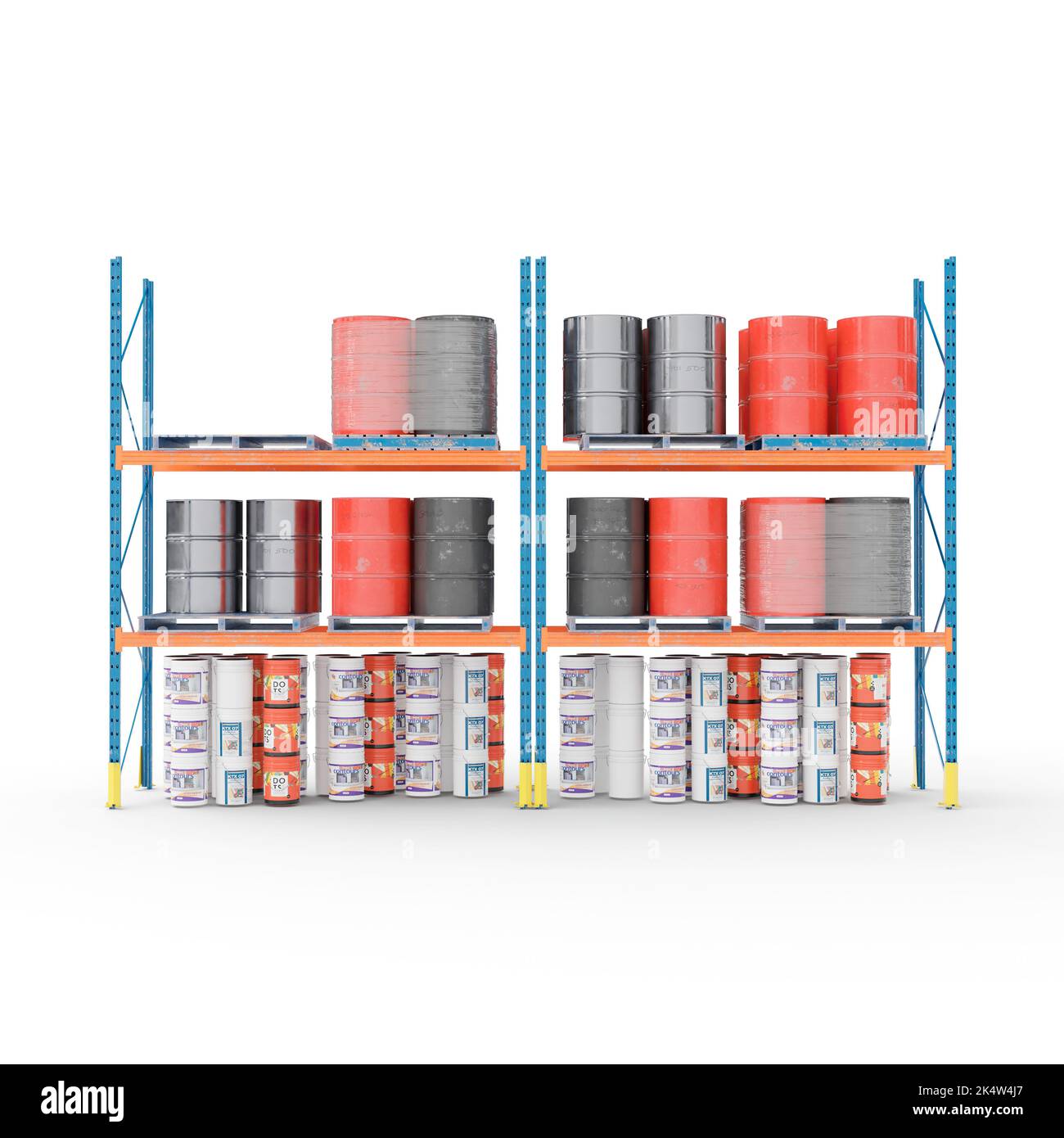 Some stacked colorful canisters isolated on white Stock Photo - Alamy