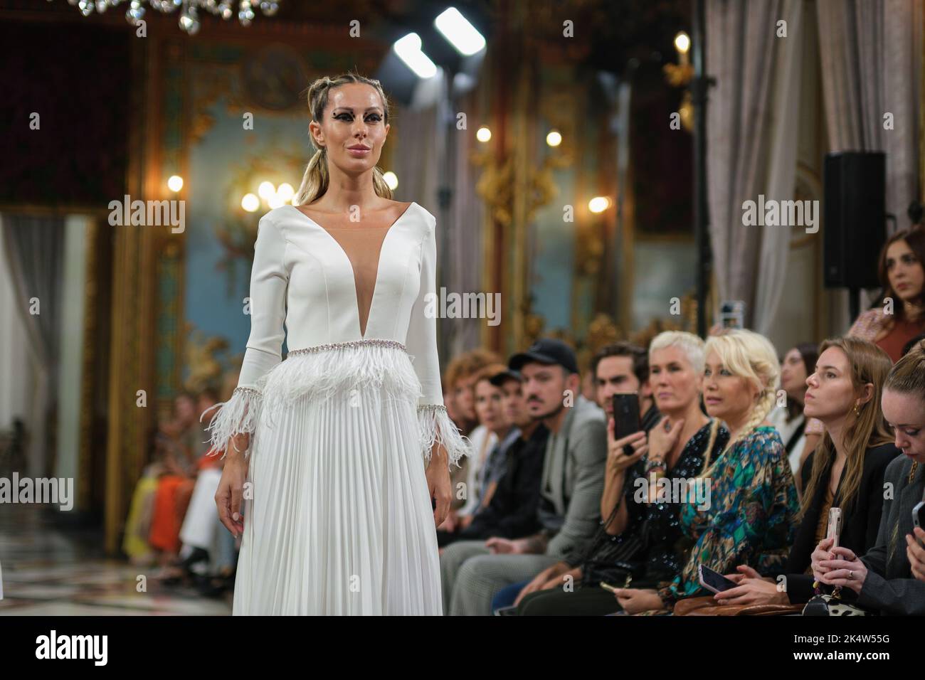 Madrid, Spain. 04th Oct, 2022. A model showcases Esther Noriega design ...