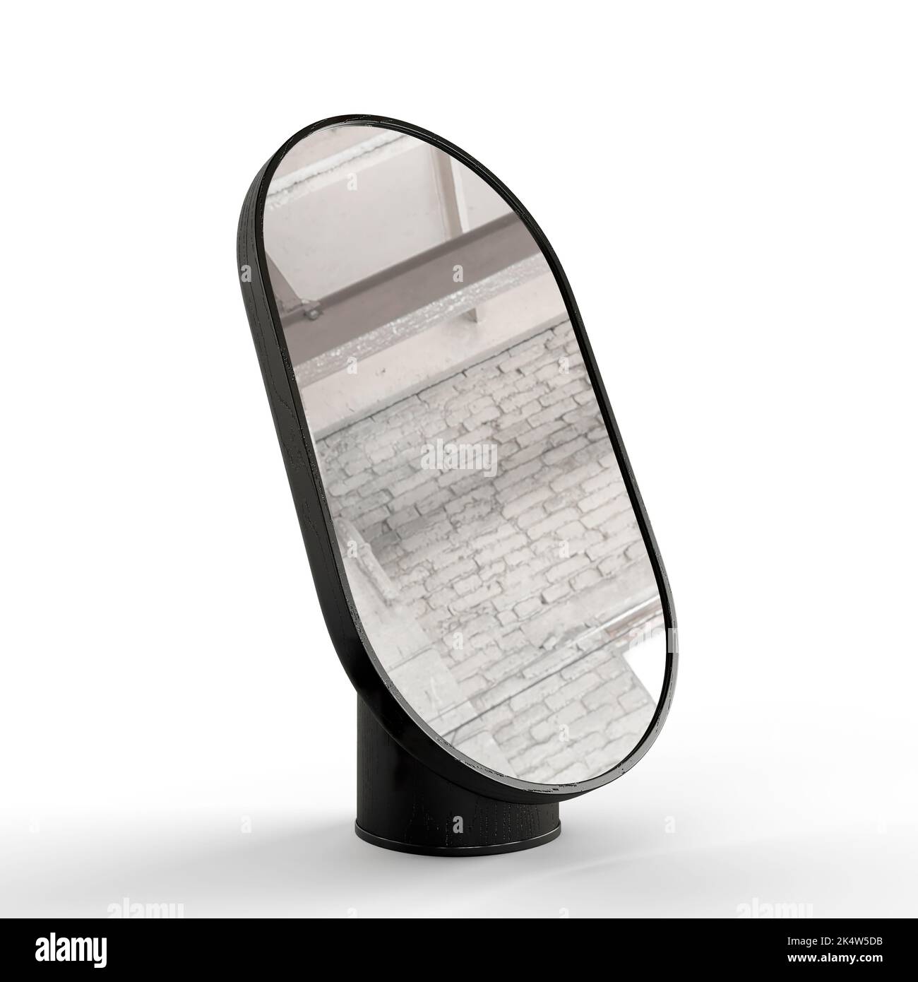 A computer-generated 3d realistic mirror isolated on a vertical white ...