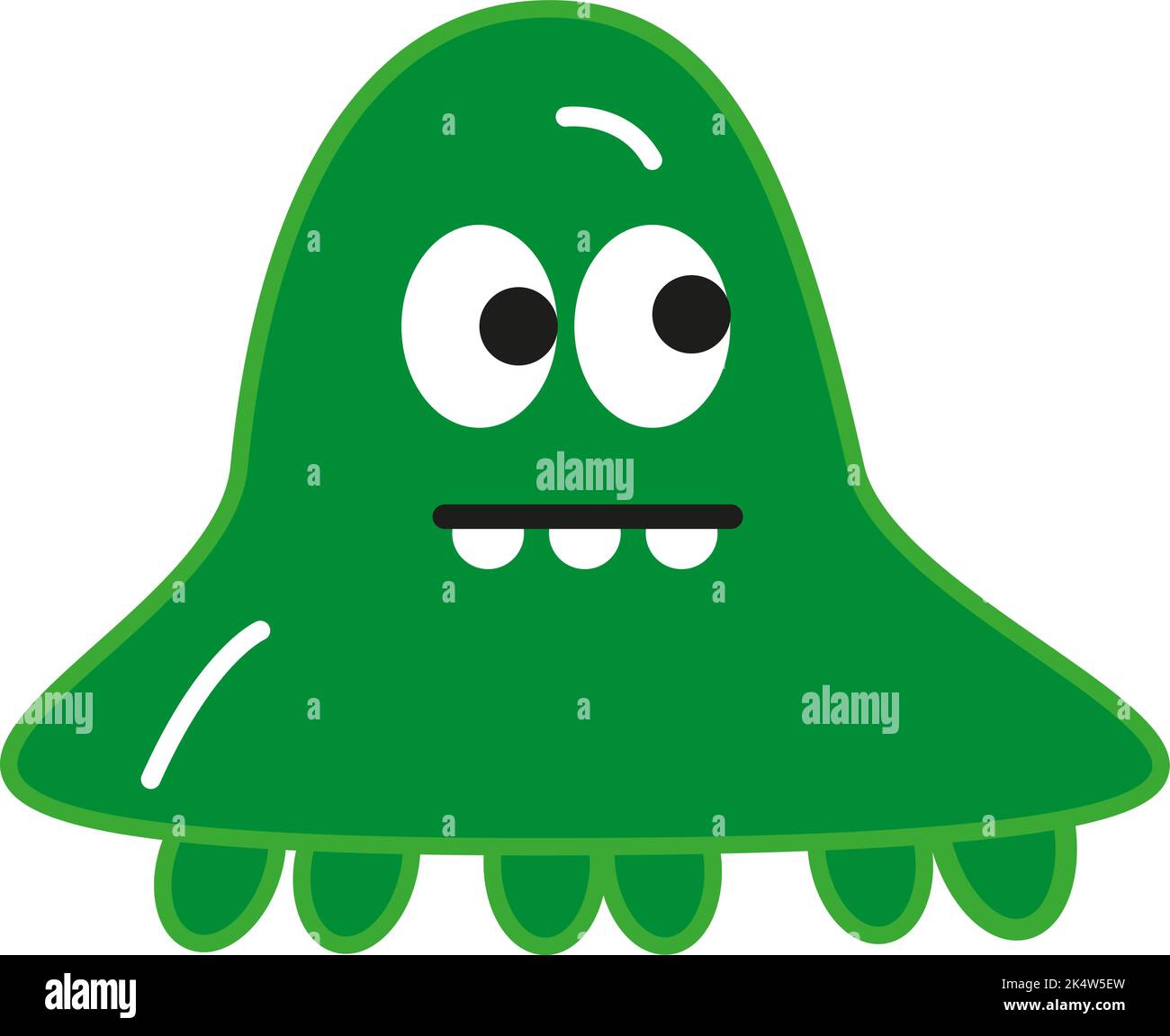 Green monster with legs, illustration, vector on a white background ...