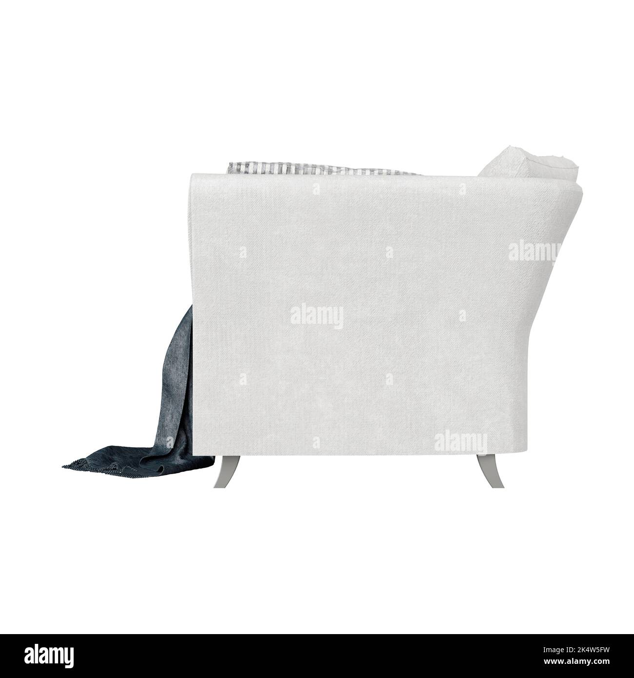 A 3D side view of a modern sofa with pillows on a white background ...