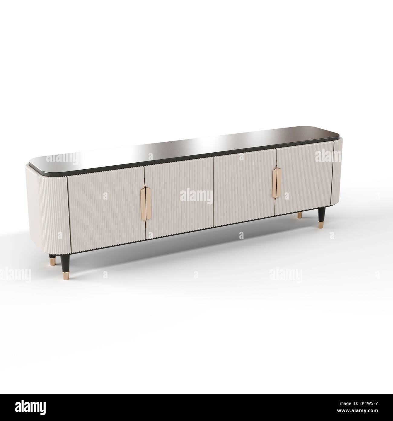 A 3D rendering of a TV stand isolated on a white background Stock Photo ...