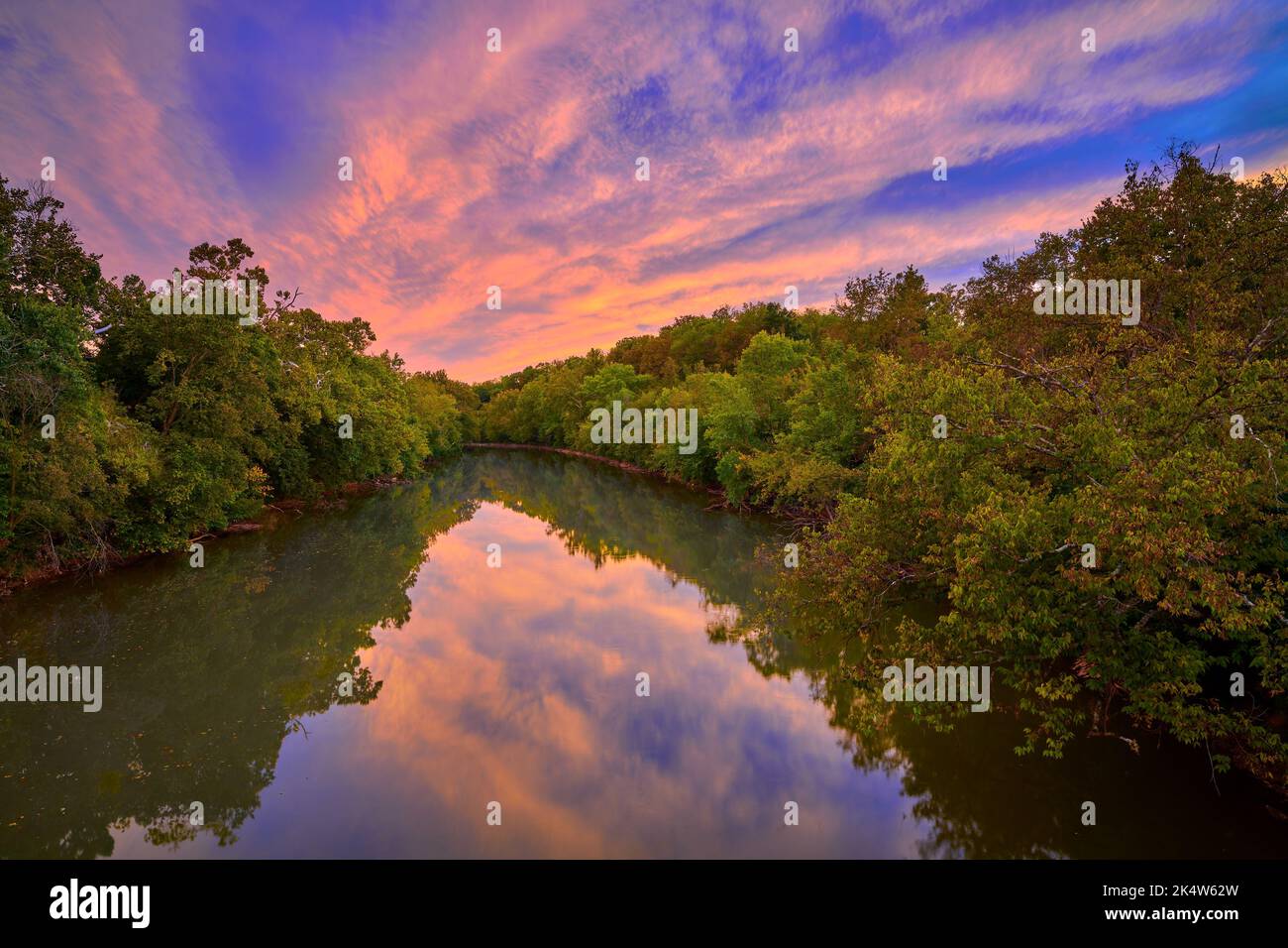 Colorful clouds from setting sun over the South Fork of the Licking ...